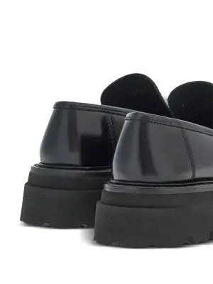 FERRAGAMO Gancini-buckle Leather Loafers - Black
