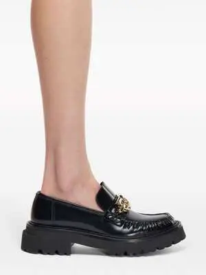 FERRAGAMO Gancini-buckle Leather Loafers - Black