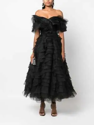 ANA RADU Tie-up Ruffled Maxi Dress