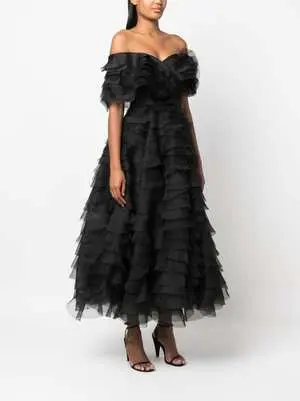 ANA RADU Tie-up Ruffled Maxi Dress