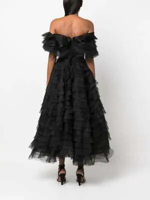 ANA RADU Tie-up Ruffled Maxi Dress