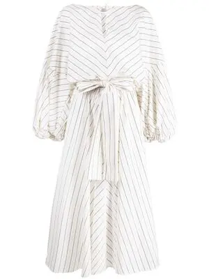 Palmer//harding Renew Striped Cotton Flared Dress - White