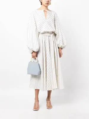 Palmer//harding Renew Striped Cotton Flared Dress