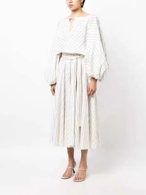 Palmer//harding Renew Striped Cotton Flared Dress