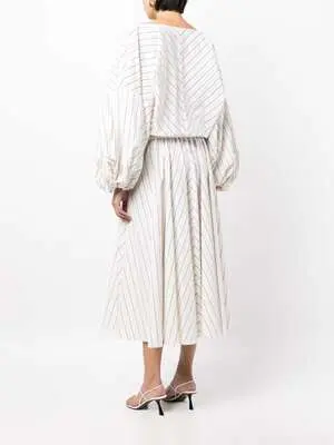 Palmer//harding Renew Striped Cotton Flared Dress