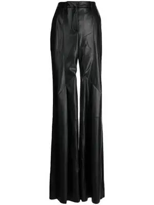 Palmer//harding Precision Faux-leather Flared Trousers - Black