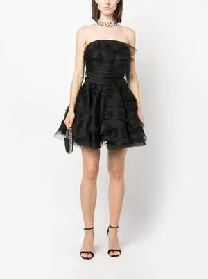 ANA RADU Ruffled Organza Minidress - Black