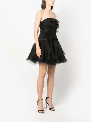 ANA RADU Ruffled Organza Minidress - Black