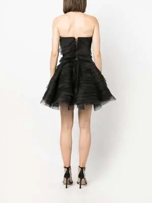 ANA RADU Ruffled Organza Minidress - Black