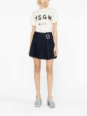 MSGM Logo-print Cotton T-shirt - Neutrals