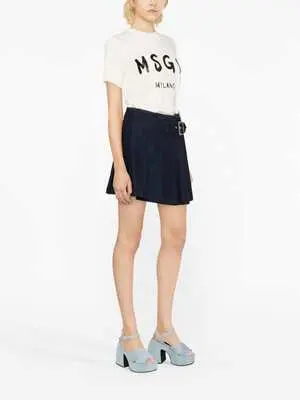MSGM Logo-print Cotton T-shirt - Neutrals