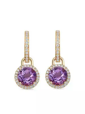 Kiki Mcdonough 18kt Yellow Diamond And Amethyst Drop Earrings - Gold