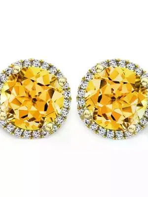 Kiki Mcdonough 18kt Yellow Grace Diamond And Citrine Stud Earrings - Gold/orange