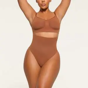SKIMS High Waisted Thong | Black | 2xl | Core Control Bronze