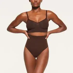 SKIMS High Waisted Thong | Black | 2xl | Core Control Espresso