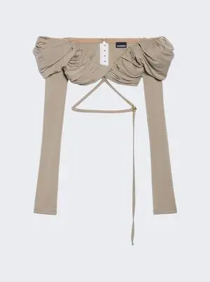 Jacquemus Open Front Tie Waist Blouses
