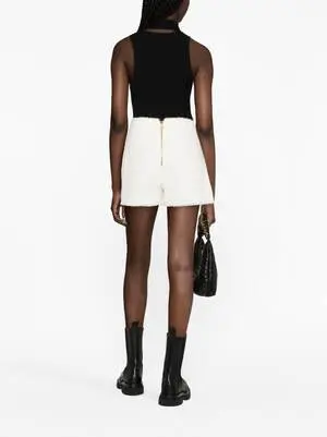 Balmain Button-embellished Tweed Shorts - White