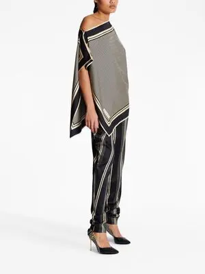 Balmain Asymmetric Monogram Silk Top
