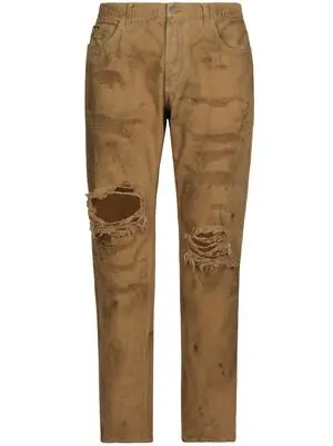 Dolce & Gabbana Ripped Slim-fit Jeans - Brown