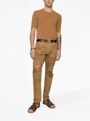 Dolce & Gabbana Ripped Slim-fit Jeans - Brown