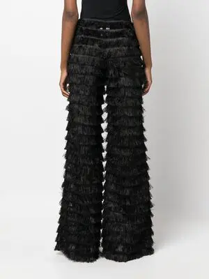Alberta Ferretti Flared Fringe Trousers - Black