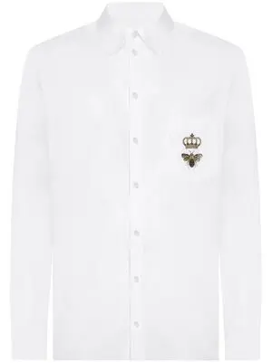 Dolce & Gabbana Motif-embroidered Cotton Shirt - White