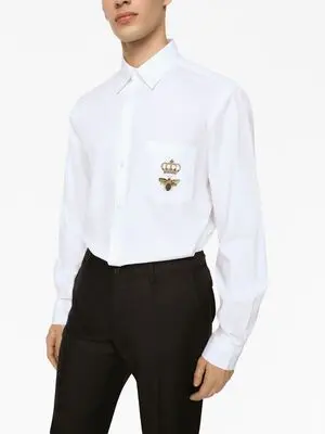 Dolce & Gabbana Motif-embroidered Cotton Shirt - White