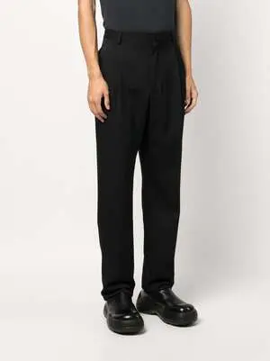 LANVIN Straight-leg Pleated Wool Trousers - Black