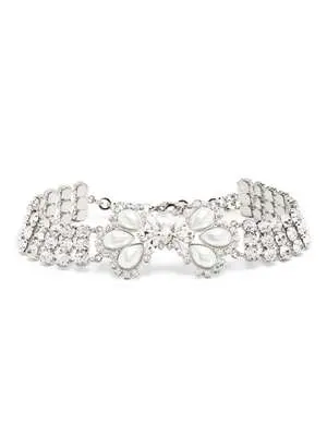 Alessandra Rich Crystal And Faux-pearl Choker - Silver