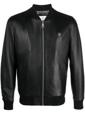 Philipp Plein Leather Bomber Jacket