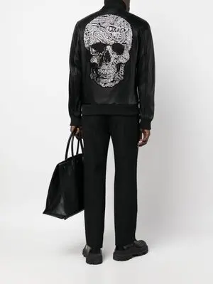 Philipp Plein Leather Bomber Jacket