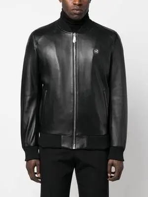 Philipp Plein Leather Bomber Jacket