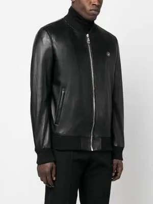 Philipp Plein Leather Bomber Jacket