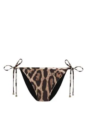 Dolce & Gabbana Leopard-print Bikini Bottom - Brown