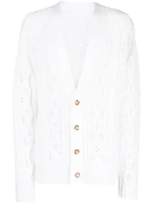 1989 STUDIO Open-knit V-neck Cardigan - White