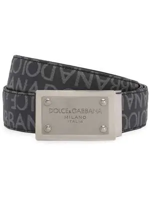 Dolce & Gabbana Logo-plaque Jacquard Belt - Black
