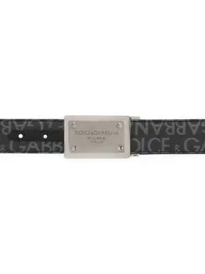 Dolce & Gabbana Logo-plaque Jacquard Belt - Black