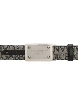 Dolce & Gabbana Logo-plaque Jacquard Belt - Neutrals