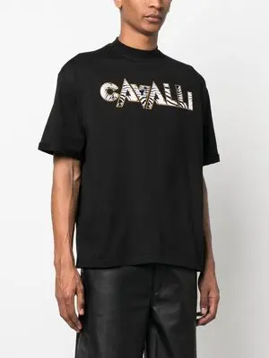 Roberto Cavalli Zebra-print Logo T-shirt
