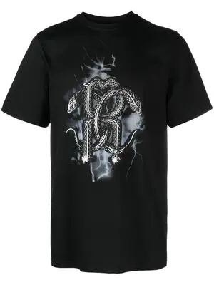 Roberto Cavalli Mirror Snake-print T-shirt - Black
