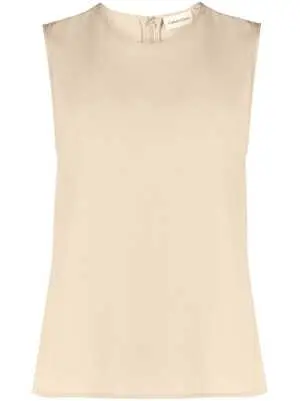 Calvin Klein Sleeveless Crêpe Top - Neutrals