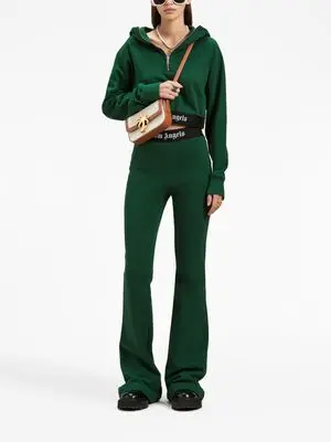 Palm Angels Logo-tape Cropped Hoodie - Green