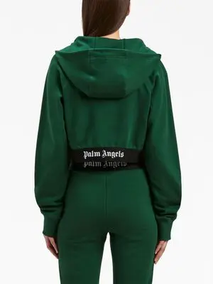 Palm Angels Logo-tape Cropped Hoodie - Green