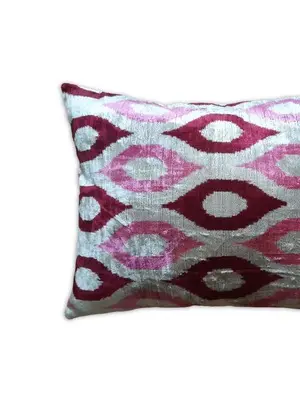 LES-OTTOMANS Ikat-print Velvet Cushion
