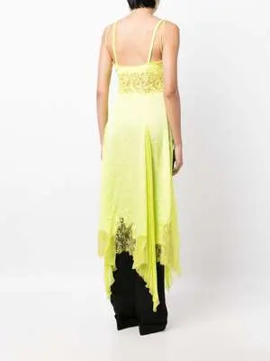 Versace Sheer-lace Asymmetric Satin Dress