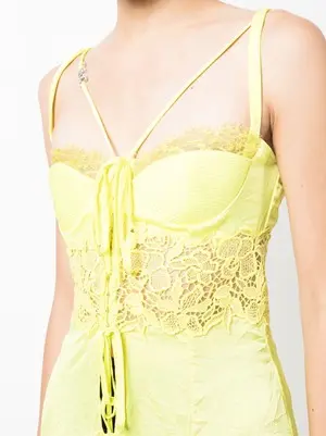 Versace Sheer-lace Asymmetric Satin Dress
