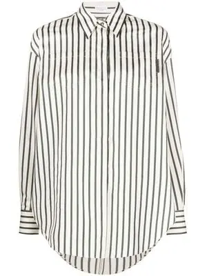 Brunello Cucinelli Monili-bead Striped Blouse
