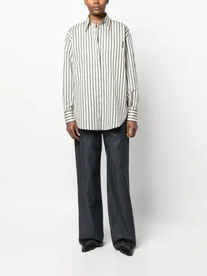 Brunello Cucinelli Monili-bead Striped Blouse
