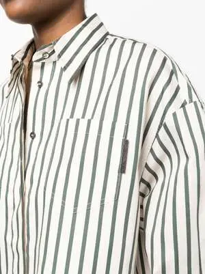 Brunello Cucinelli Monili-bead Striped Blouse