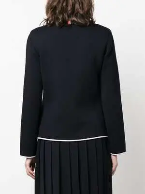 Thom Browne Contrasting-trim Collarless Jacket - Blue